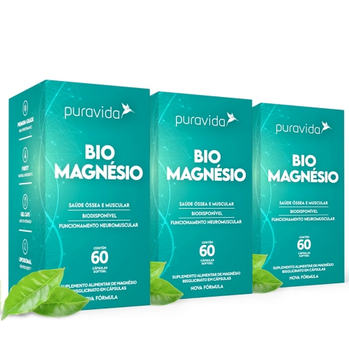Kit 3 Unidades Bio magnésio (60 cápsulas) - Pura Vida - Corpo & Vida ...
