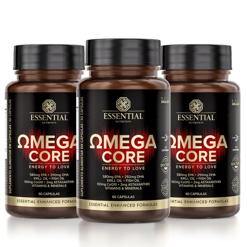 Kit 3unid Omega Core (60 Cápsulas) - Essential Nutrition - Corpo & Vida ...